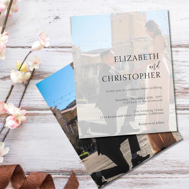Budget Modern Photo Wedding Invitation Flyer | Zazzle