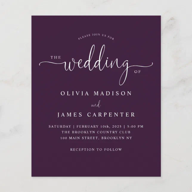 Budget Modern Purple Violet Photo Wedding Invite | Zazzle