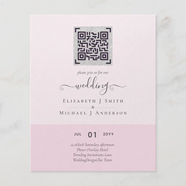 BUDGET Modern QR Scanning Code Wedding Invites Flyer | Zazzle