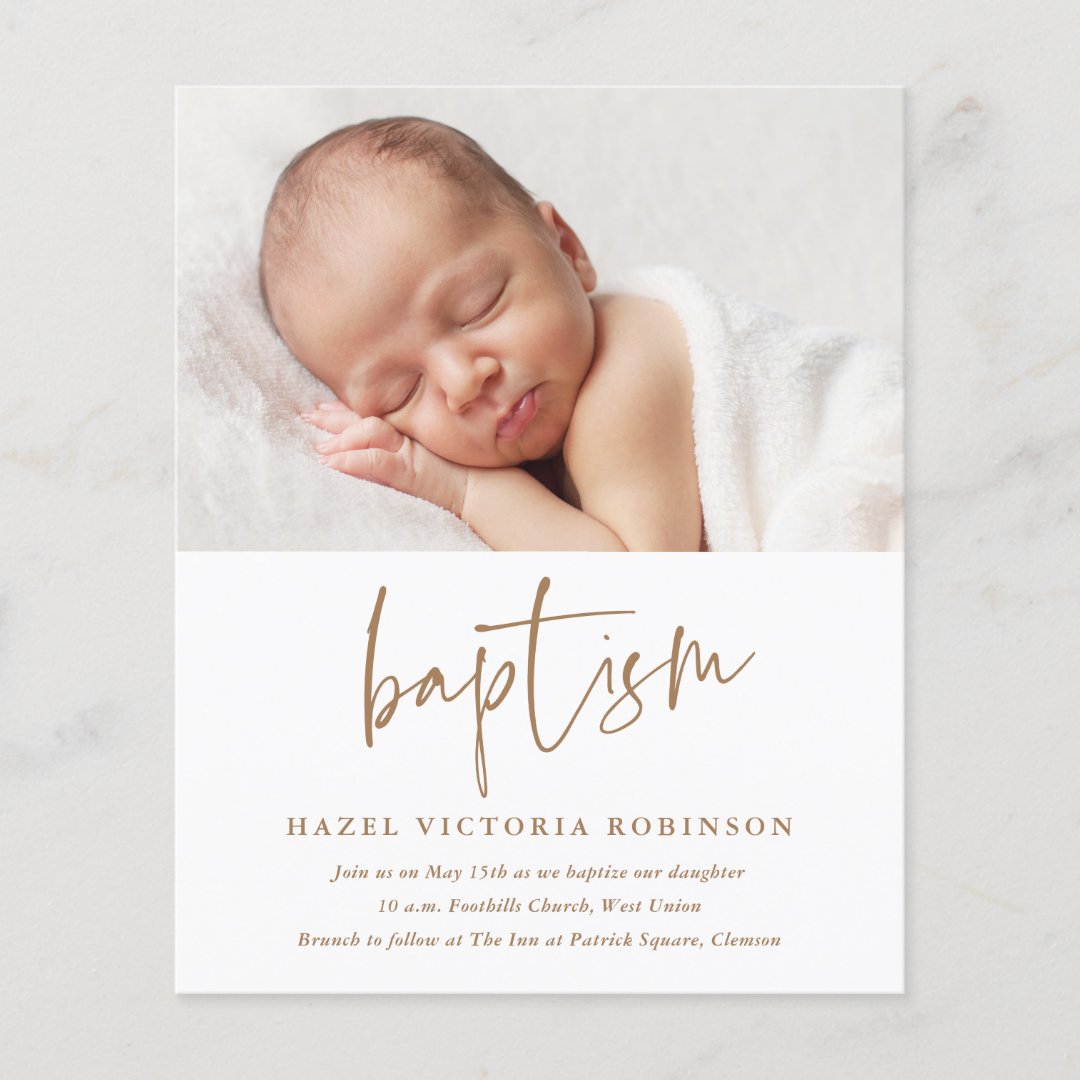 Budget Modern Script Simple Baptism Invitation | Zazzle