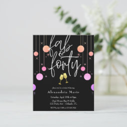 Budget Modern Sparkle "Fab & Forty" Birthday | Zazzle