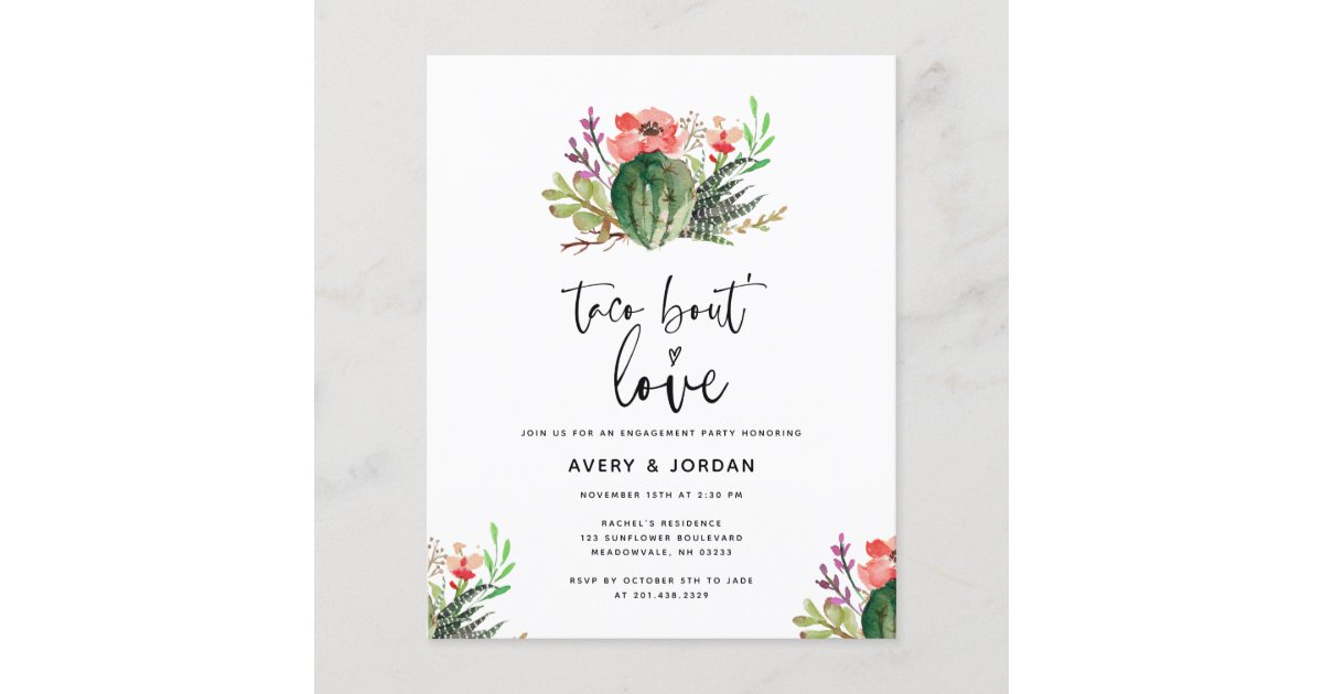 Budget Modern Taco Bout Love Engagement Party | Zazzle