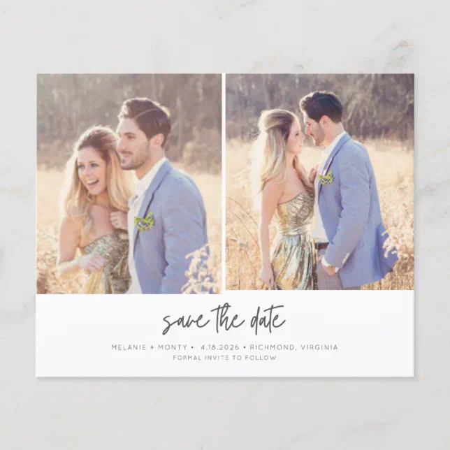 Budget Modern Two Photo Wedding Save the Date Flyer | Zazzle