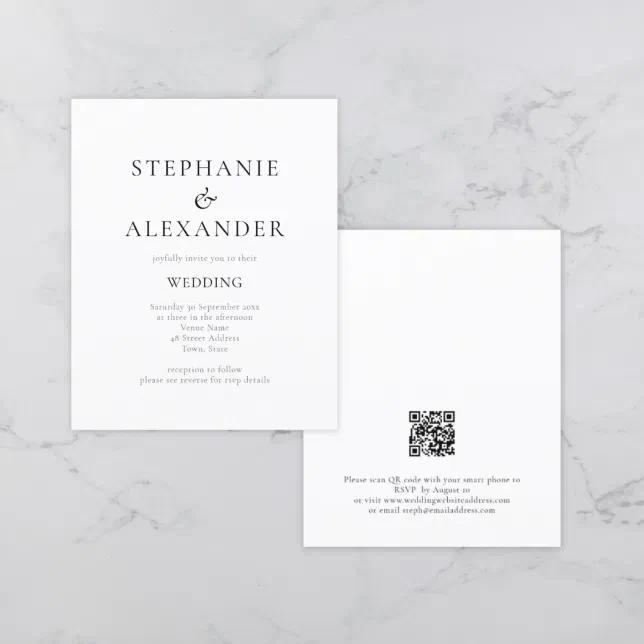 Budget Modern Typography QR Code Wedding Invite | Zazzle Budget Modern Typography QR Code Wedding Invite | Zazzle
