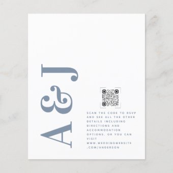 Budget Monogram Blue QR Code Wedding Invitation | Zazzle