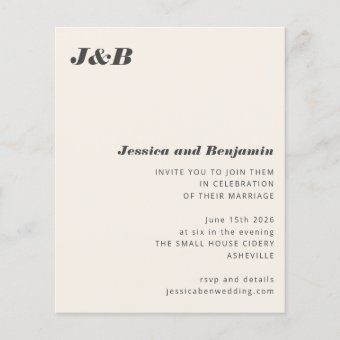 Budget Monogram Ivory Photo Wedding Invitation | Zazzle