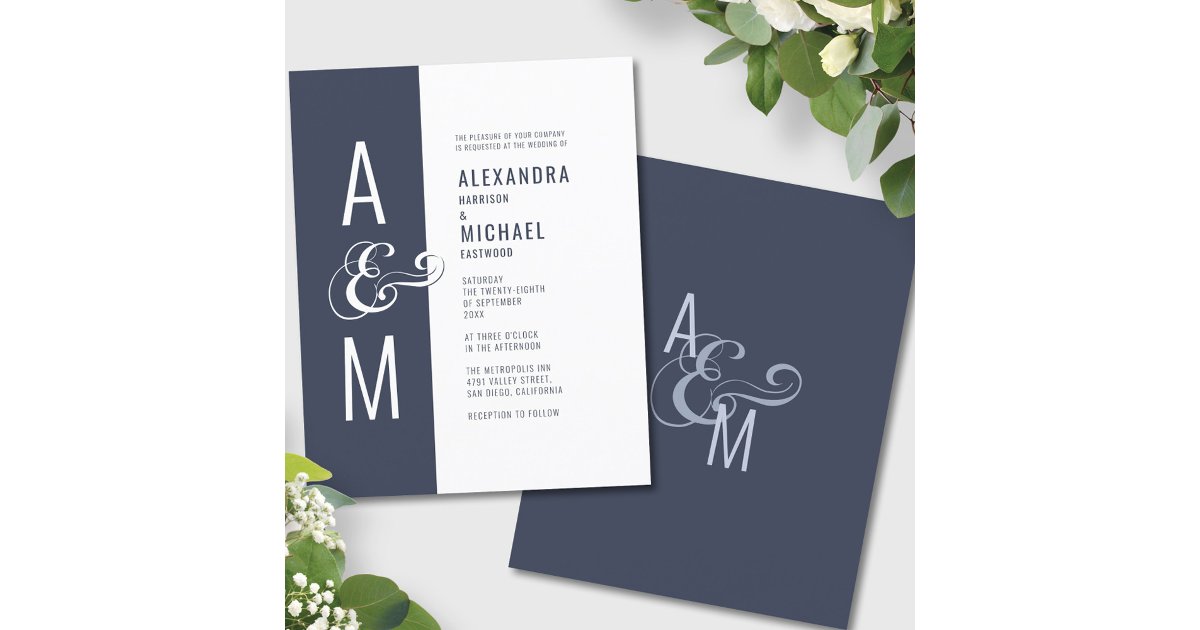 Budget Monogram Modern Simple Wedding Invitation | Zazzle