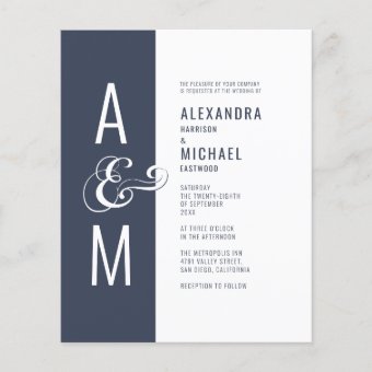 Budget Monogram Modern Simple Wedding Invitation | Zazzle