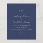 Budget Monogram Navy Blue Minimal Wedding Invite | Zazzle