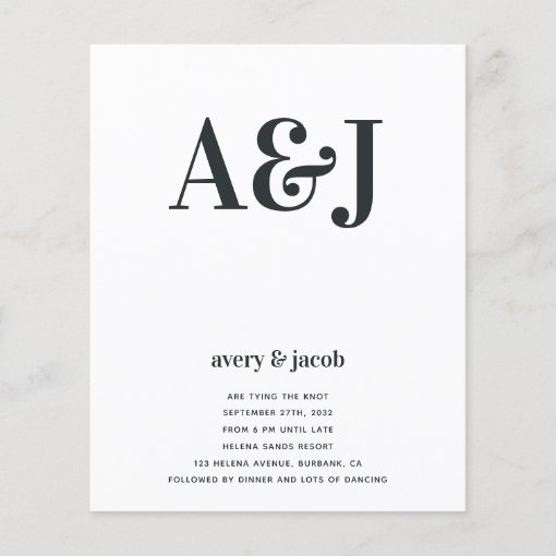 Budget Monogram QR Code Wedding Invitation | Zazzle