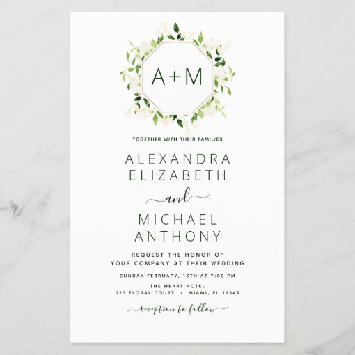 Budget Monogram Sage Emerald Green Floral Wedding | Zazzle