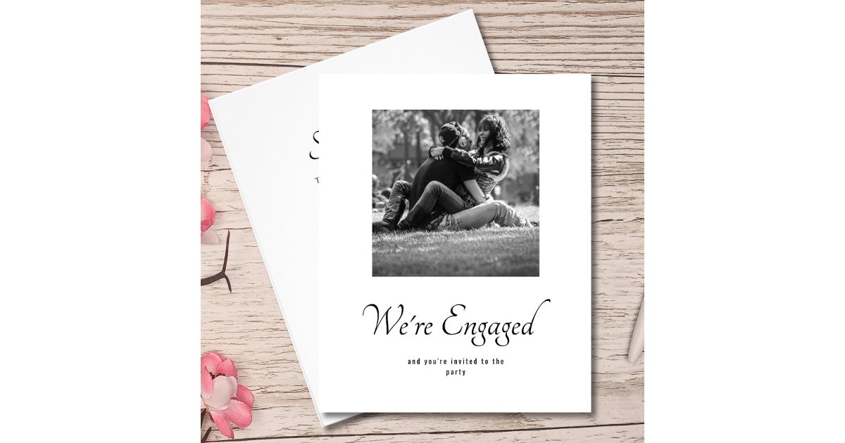 Budget Monogram Wedding Engagement Photo Invite Flyer | Zazzle