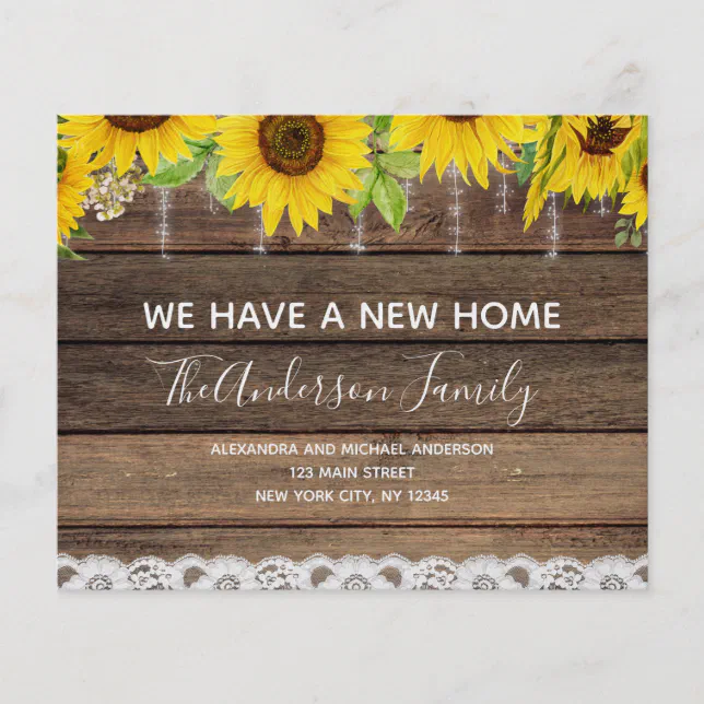 Budget Moving Announcement Rustic Sunflower Wood Flyer | Zazzle