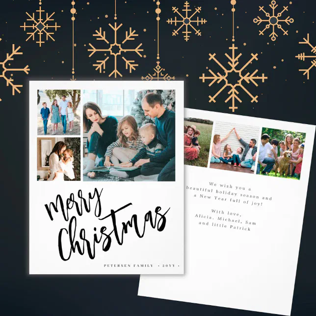 Budget multi photo Merry Christmas Holiday Card Flyer | Zazzle
