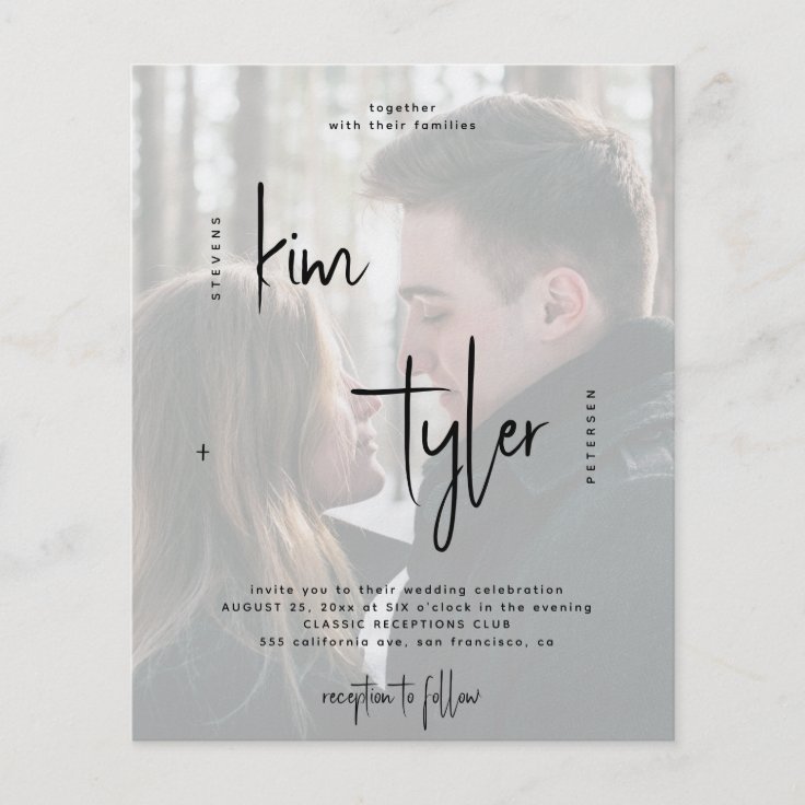 Budget multi photo QR CODE wedding Invitation Flyer | Zazzle