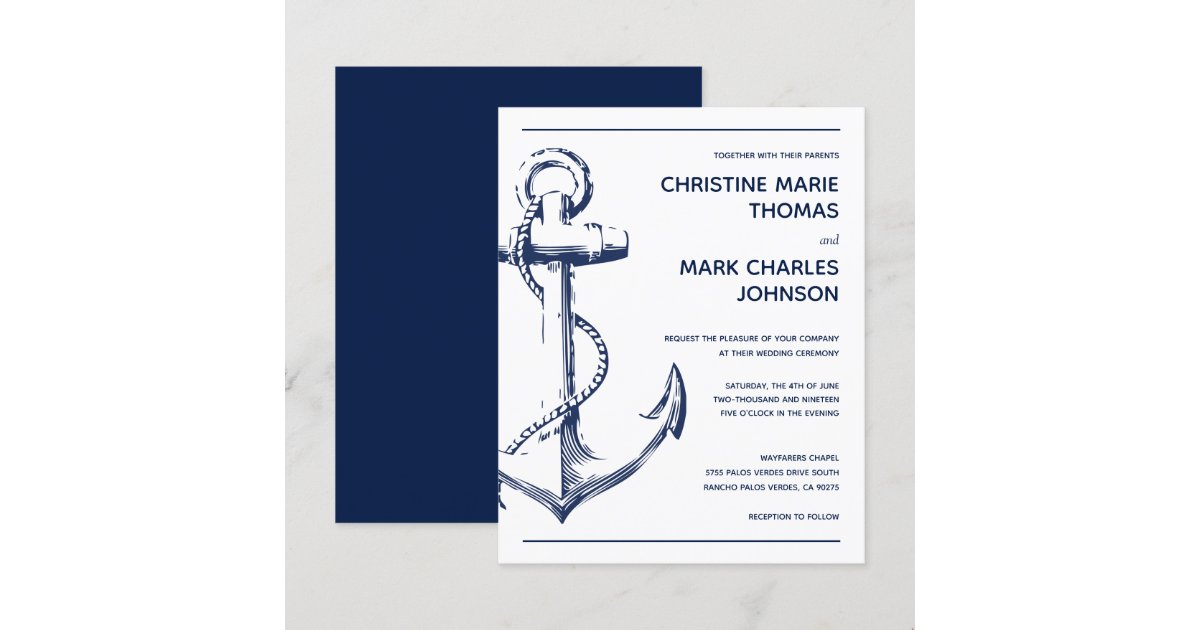 Budget Nautical Anchor Wedding Invite | Zazzle