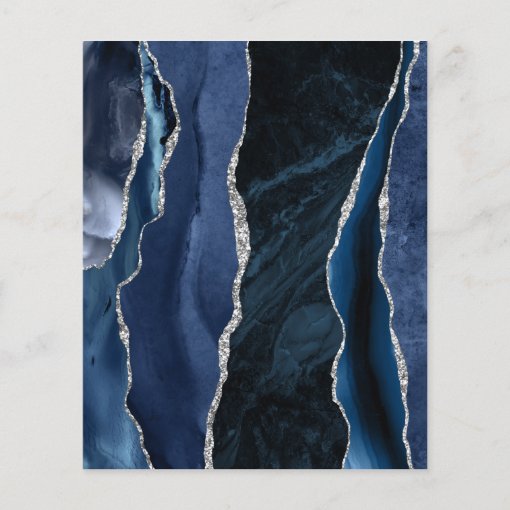 Budget Navy Blue Agate Silver Wedding Invitation | Zazzle