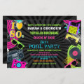 Budget Neon Fun 80s Pool party invitation | Zazzle