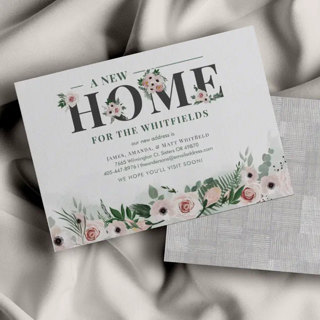 Budget New Home Address Floral Moving Announcement | Zazzle