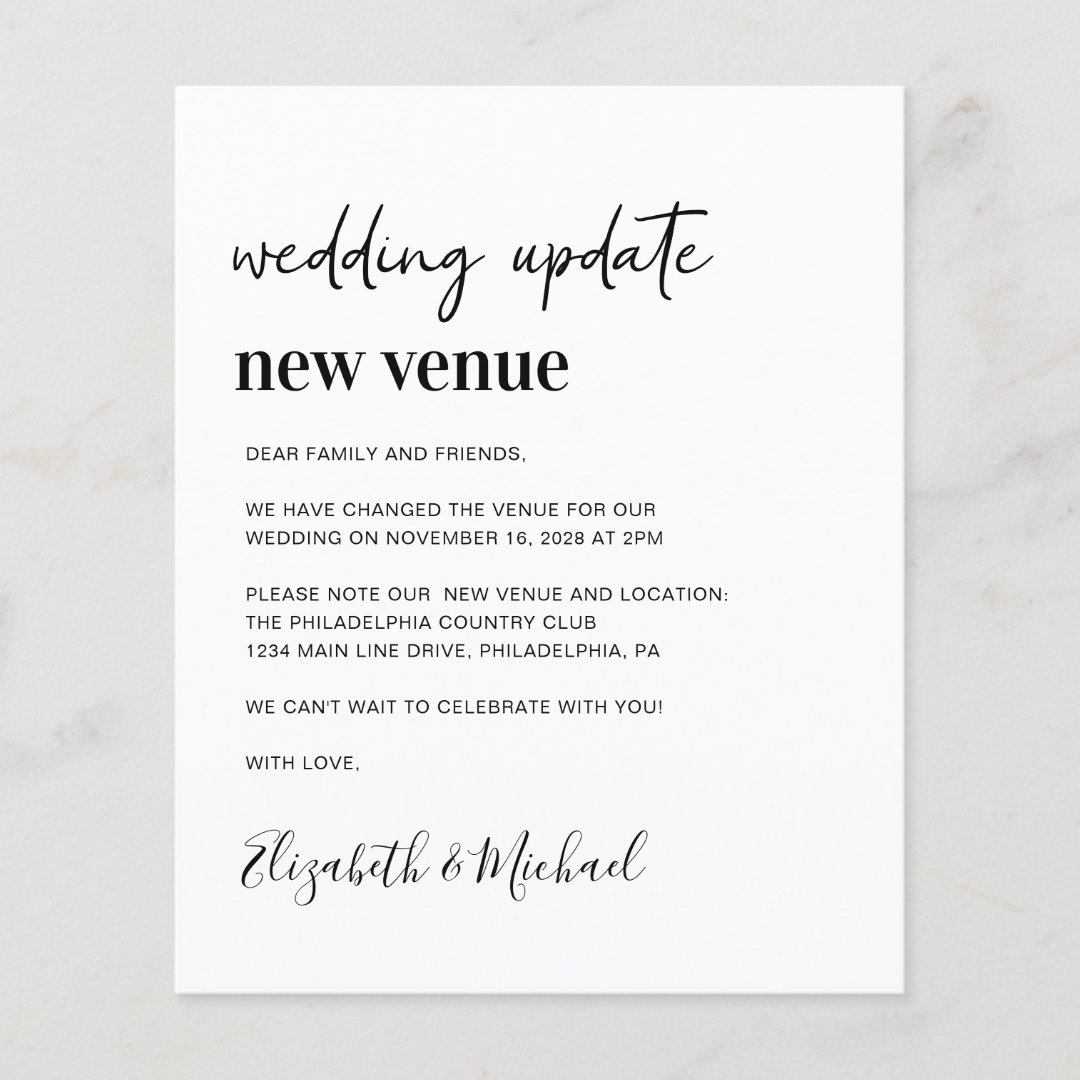 Budget New Wedding Venue Announcement | Zazzle