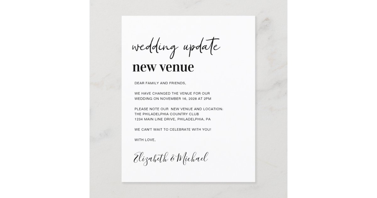 Budget New Wedding Venue Announcement | Zazzle