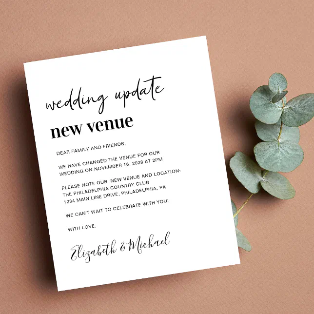 Budget New Wedding Venue Announcement | Zazzle