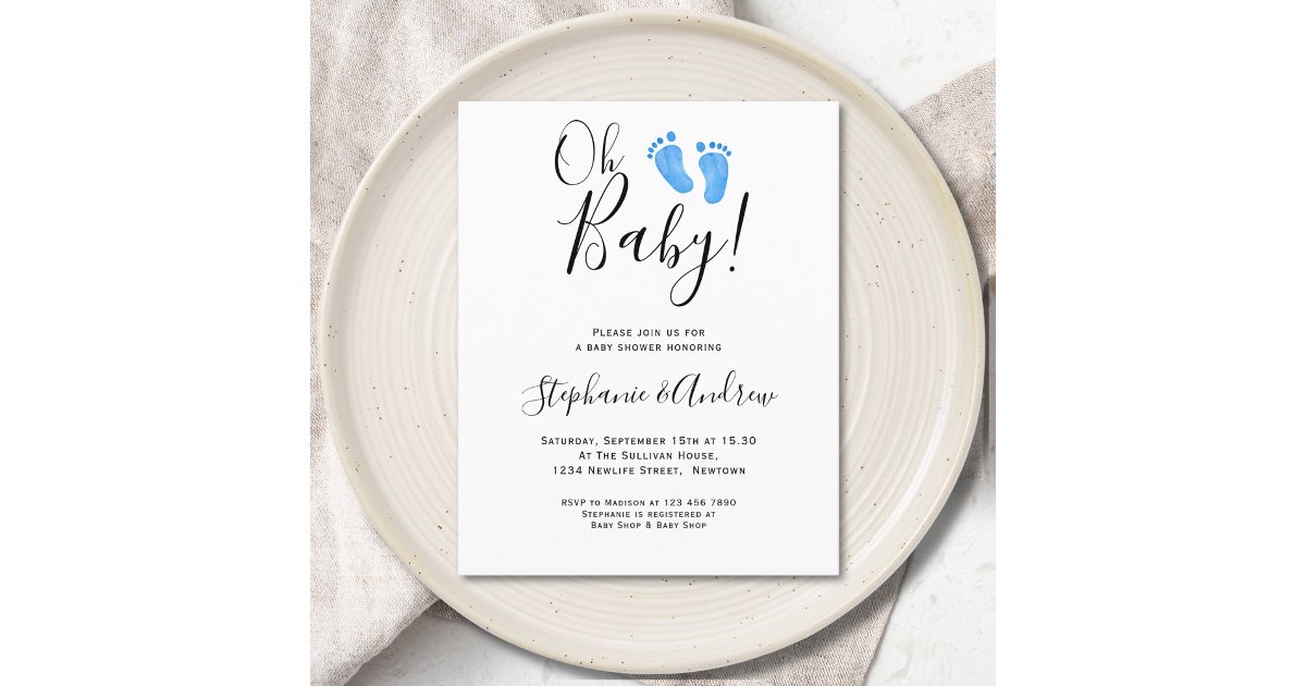 Budget Oh Baby Feet Couples Baby Shower Invitation | Zazzle