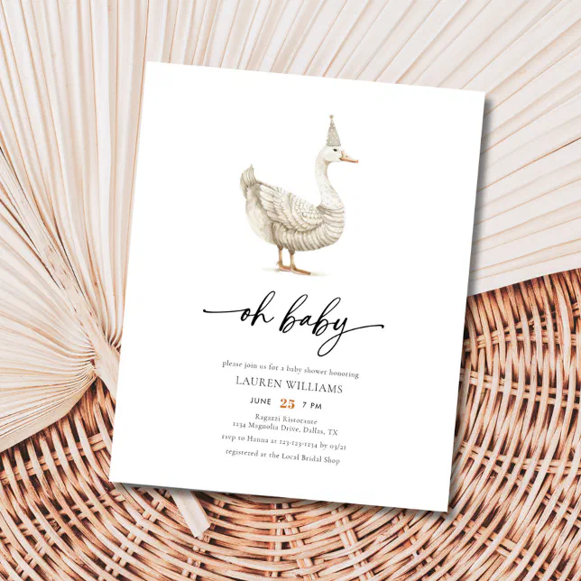 BUDGET Oh Baby Goose Gender Neutral Baby Shower Flyer | Zazzle