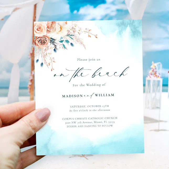 Budget On the Beach Wedding Invitation | Zazzle