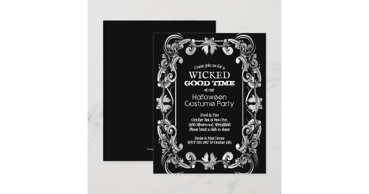 Budget Ornate Border Halloween Invitations | Zazzle