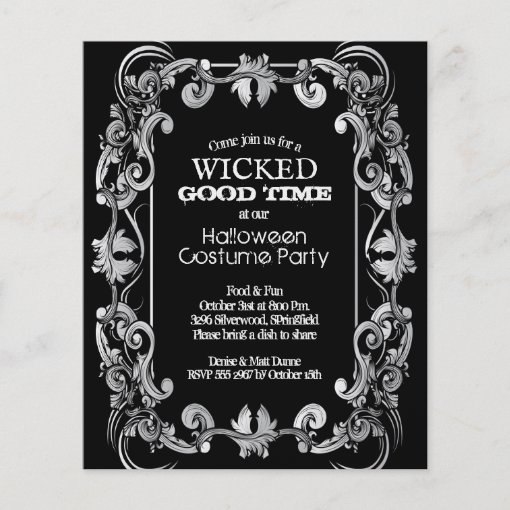 Budget Ornate Border Halloween Party Invitation Flyer | Zazzle