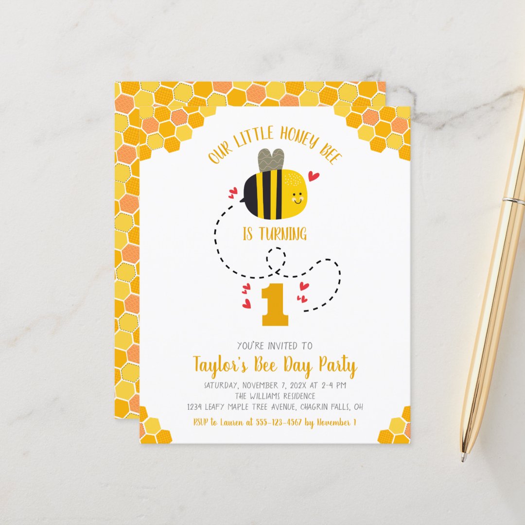 Budget Our Little Honey Bee Birthday Invitation | Zazzle