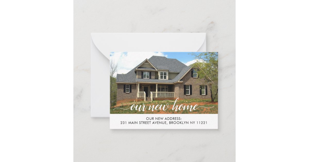 Budget Our New Home Change of Address Photo Moving Note Card | Zazzle
