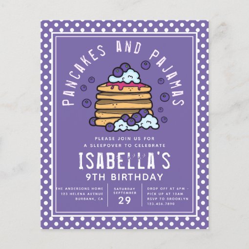 Budget Pancakes and Pajamas Sleepover Invitation | Zazzle