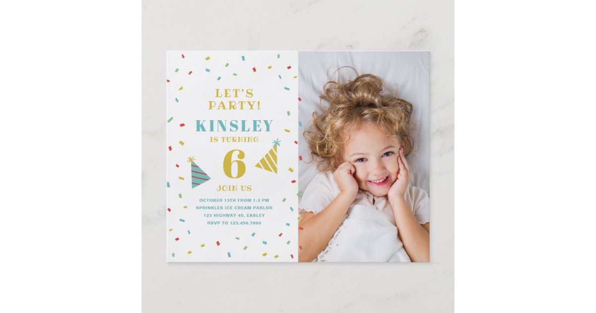 Budget Paper Sprinkle Kids Birthday Invitation | Zazzle