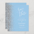 Budget Pastel Blue Silver Glitter Save the Date | Zazzle