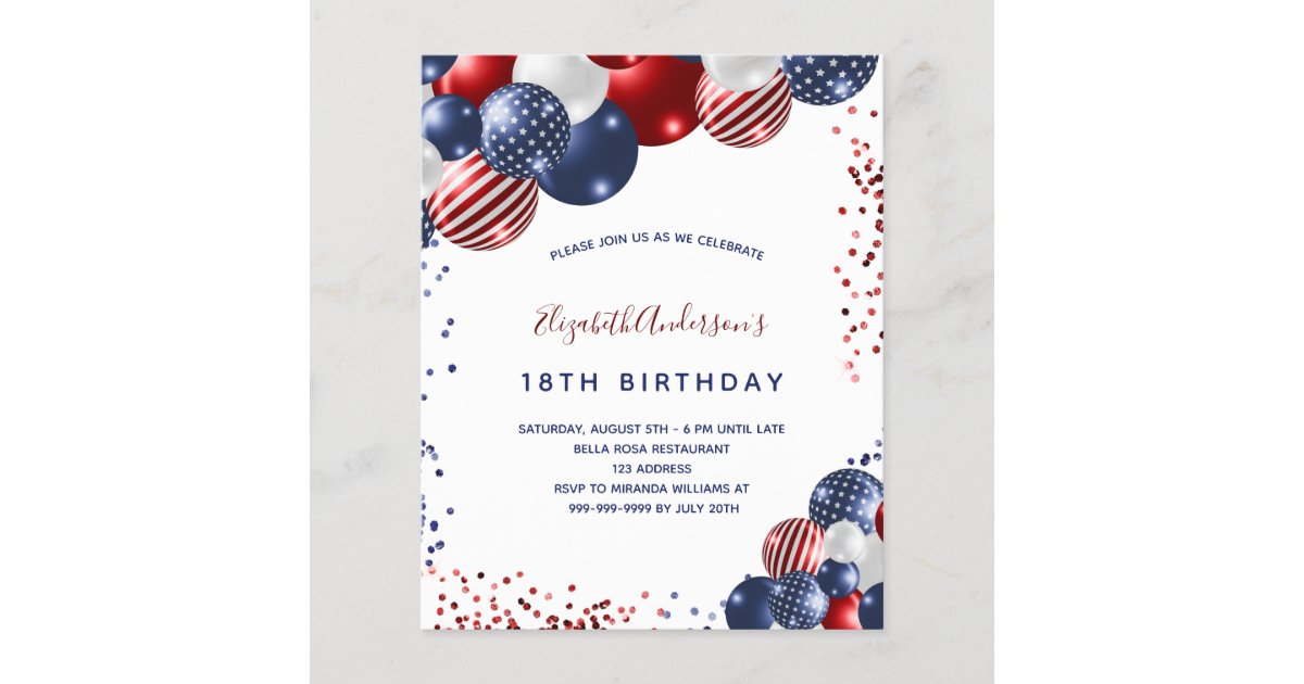 Budget patriotic birthday party invitation | Zazzle