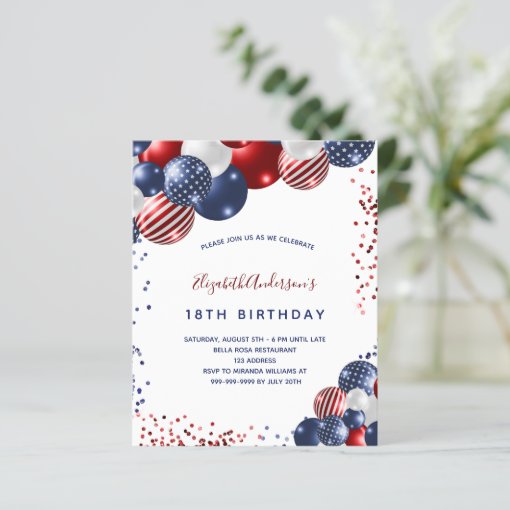 Budget patriotic birthday party invitation | Zazzle