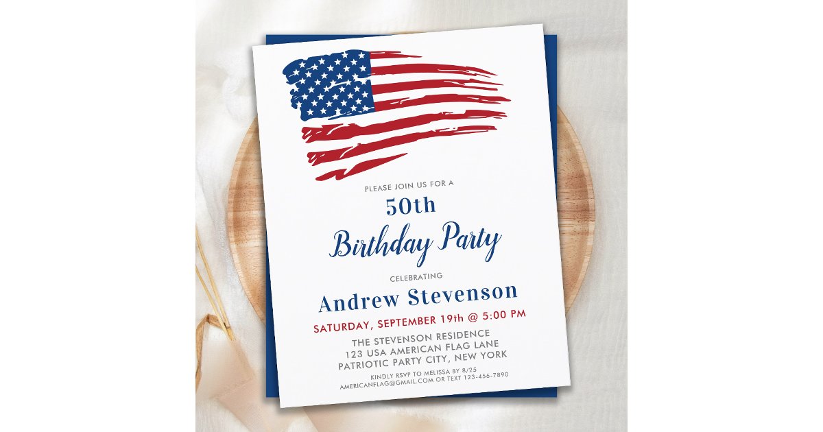 Budget Patriotic Birthday Party US Flag Invitation | Zazzle