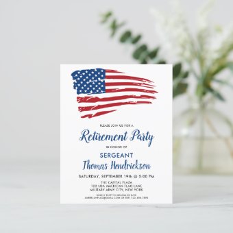 Budget Patriotic Retirement American Flag Invite | Zazzle