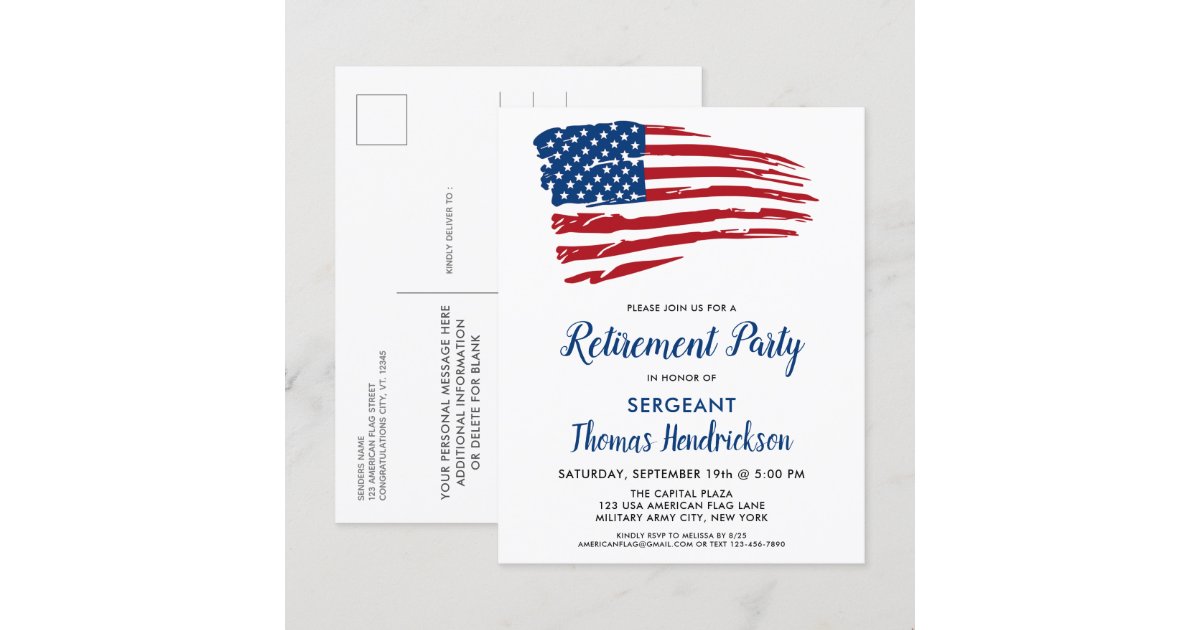 Budget Patriotic Retirement American Flag Invite | Zazzle.com