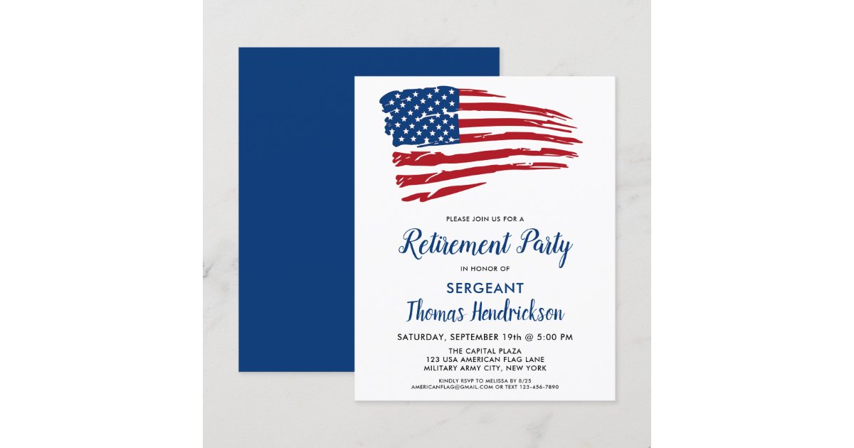 Budget Patriotic Retirement Invite American Flag | Zazzle.com