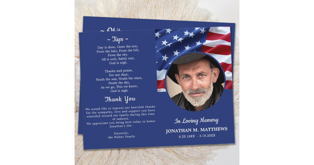 Budget Patriotic USA Flag Veteran Funeral Program | Zazzle