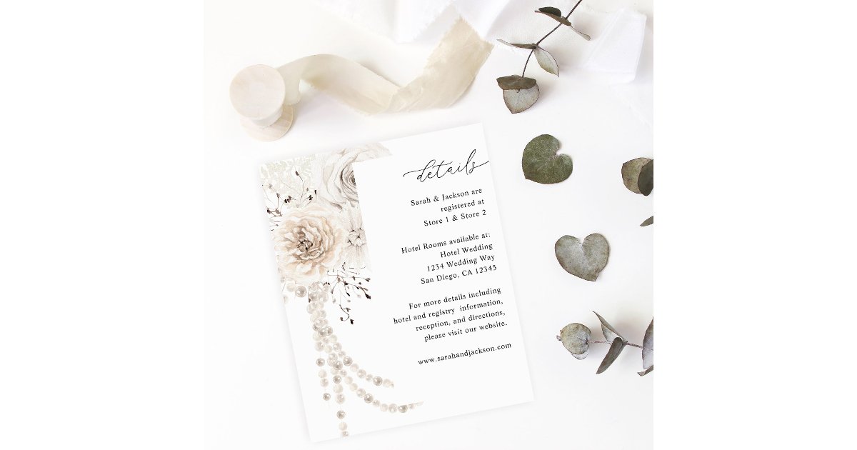 Budget Pearls & White Floral Details Flyer | Zazzle
