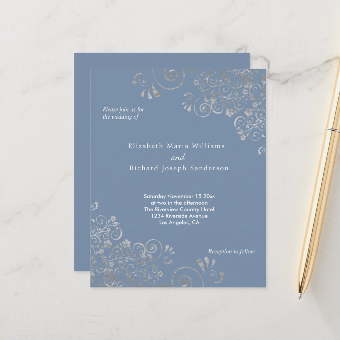 Budget Periwinkle Swirls Wedding Invitation | Zazzle