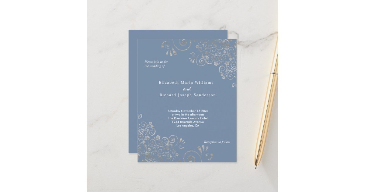Budget Periwinkle Swirls Wedding Invitation | Zazzle