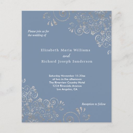 Budget Periwinkle Swirls Wedding Invitation | Zazzle