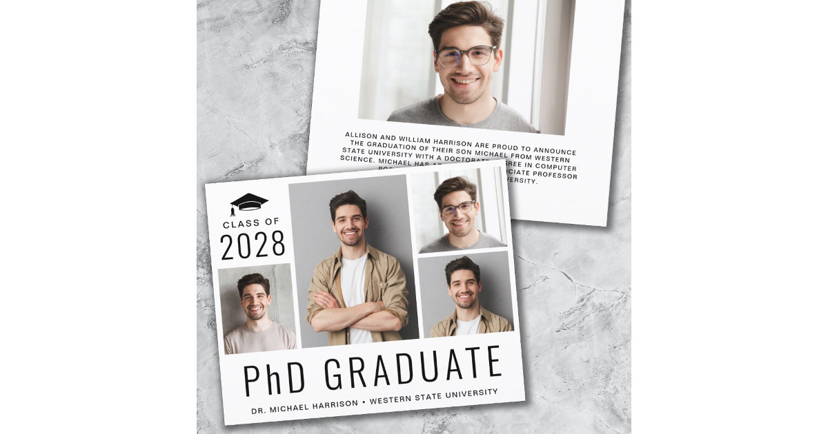Budget PhD Photo Doctorate Graduation Announcement | Zazzle
