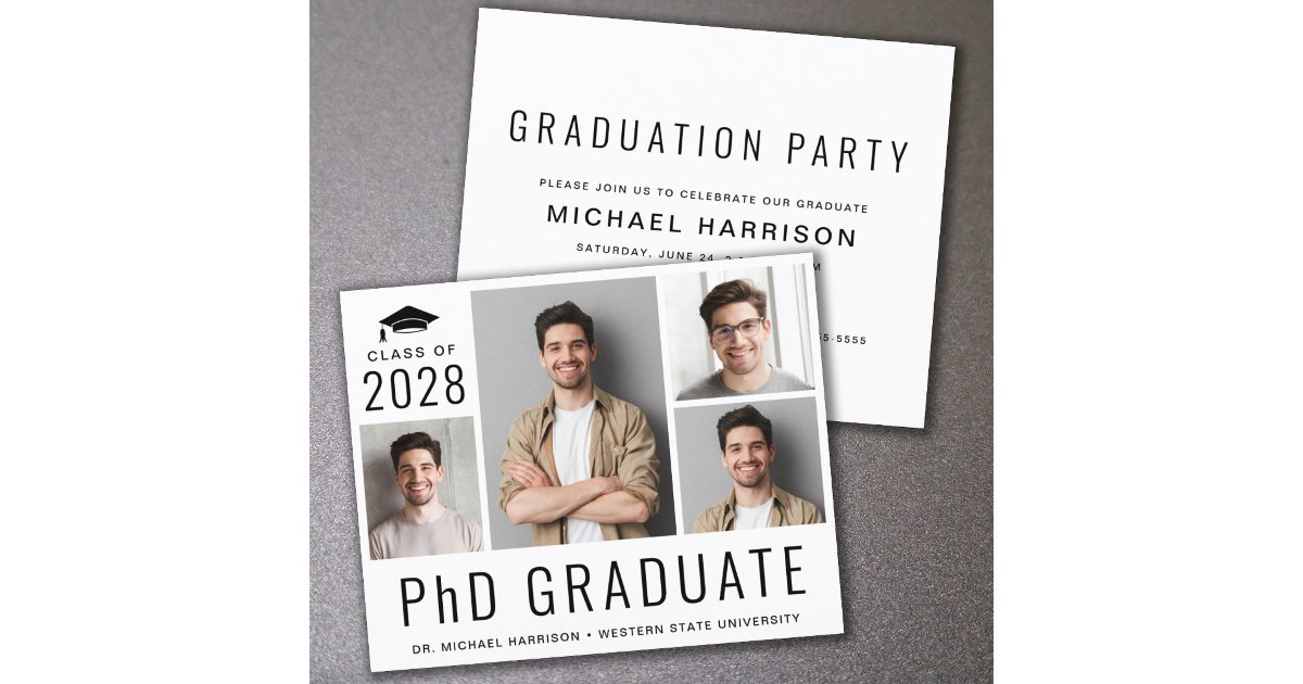 Budget PhD Photo Graduation Party Invitation | Zazzle