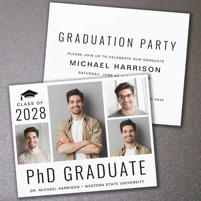 Budget PhD Photo Graduation Party Invitation | Zazzle